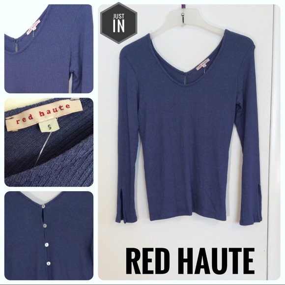 Red Haute | Tops | Red Haute Chambray Henley Shirt | Poshmark